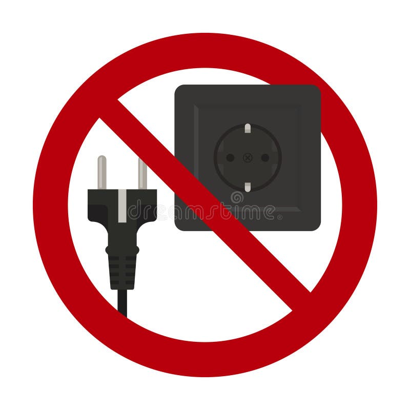 No Plugging in Vector Warning Sign Stock Illustration - Illustration of ...