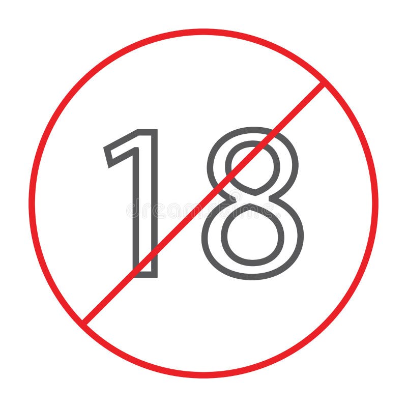 No 18 Plus Thin Line Icon, Prohibited and Ban, Age Restriction Sign ...