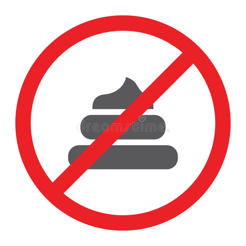 No Poop Line and Glyph Icon, Prohibited and Forbidden, Do Not Walking ...