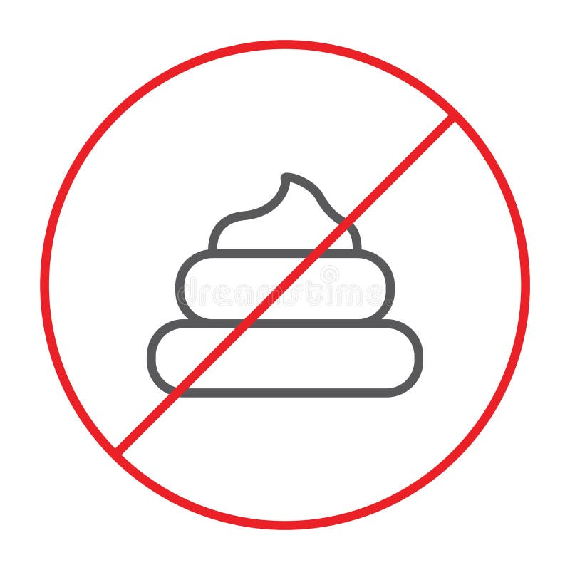 No Poop Line Icon, Prohibited and Forbidden, Do Not Walking of Pets ...