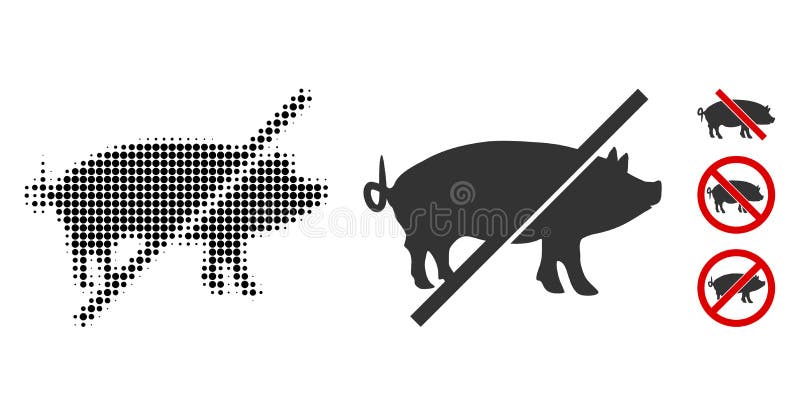 No Pork Halftone and Solid Icon Stock Vector - Illustration of circle ...