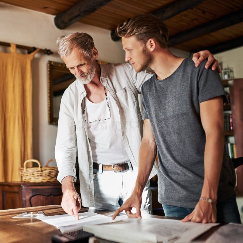 No Problem is Too Big, Son. Two Men Working on a Project Together at ...