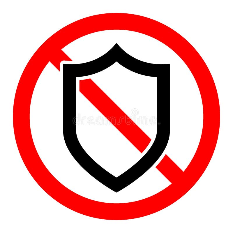 No Protection Icon. Shield Ban Icon. Shield is Prohibited. Vector ...