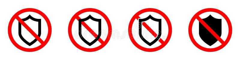 No Protection Icon. Shield Ban Icon. Shield is Prohibited. Vector ...