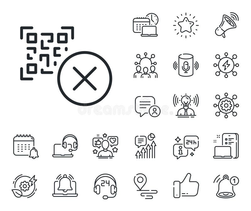 No QR Code Line Icon. Scan Barcode Sign. Place Location, Technology and ...
