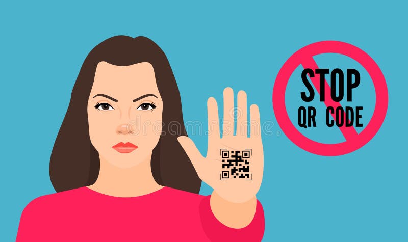 No Qr Code Woman Doing Stop Sign with Palm Vector Stock Vector ...