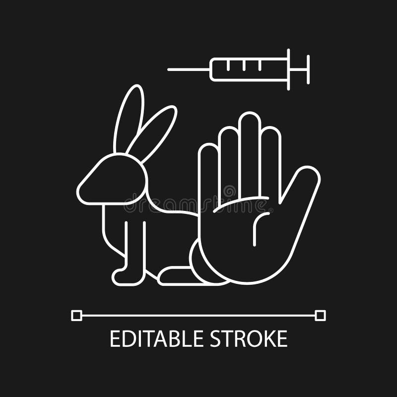 No Rabbit Testing White Linear Icon for Dark Theme Stock Vector ...