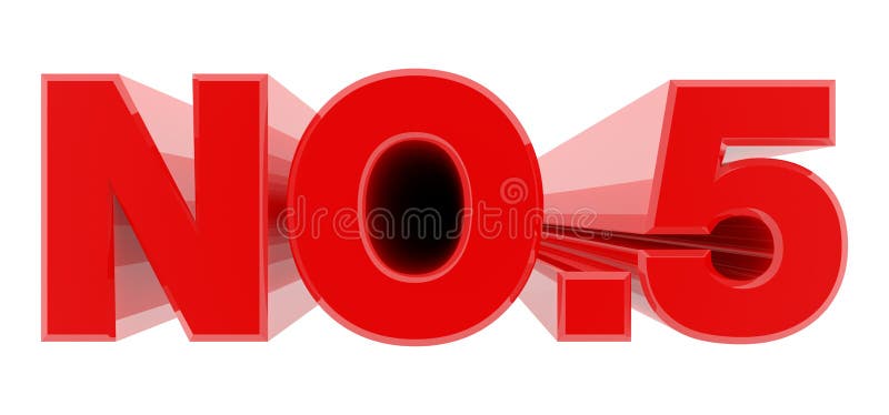 NO.5 Red Word on White Background Illustration 3D Rendering Stock ...