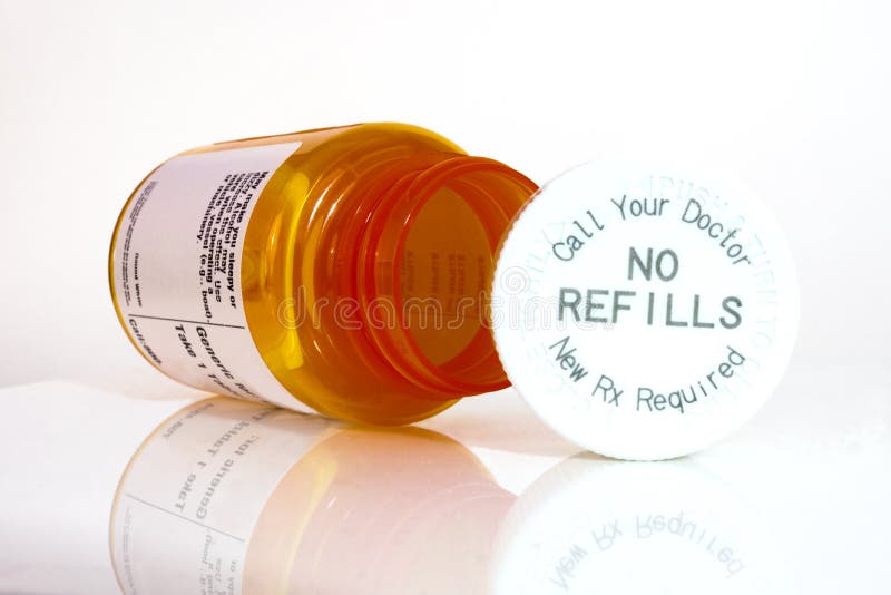 NO REFILLS Prescription Bottle Stock Photo - Image of empty ...