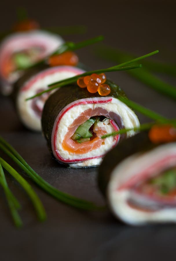 No-Rice Sushi Roll stock image. Image of chive, cuisine - 26739381