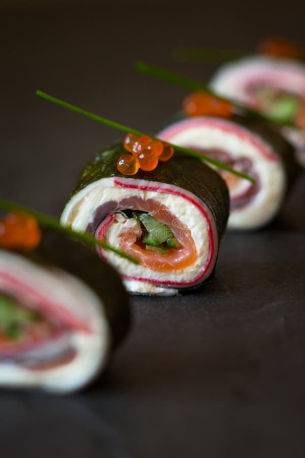 No-Rice Sushi Roll stock photo. Image of black, cuisine - 286615688