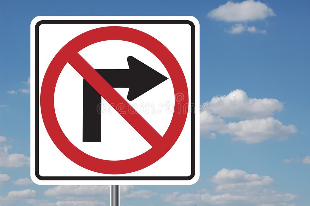 No Right Turn Sign with Clouds Stock Image - Image of illustrated ...