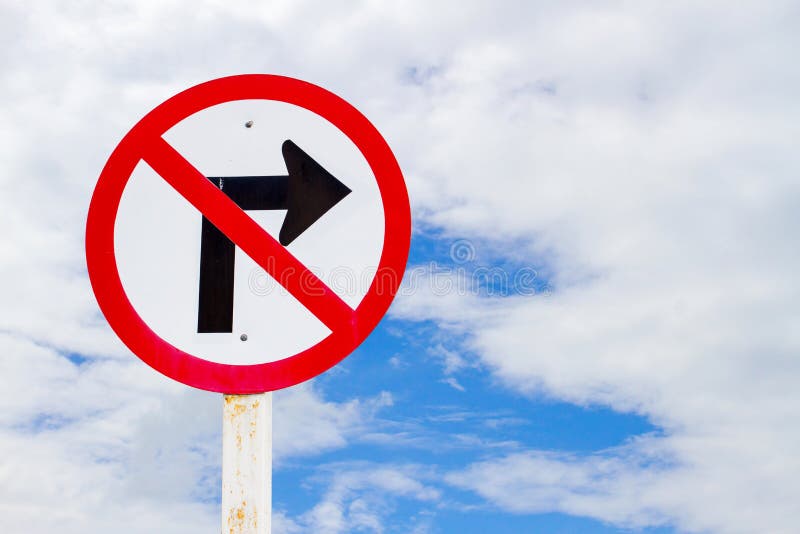 No right turn traffic sign stock photo. Image of arrow - 56357724