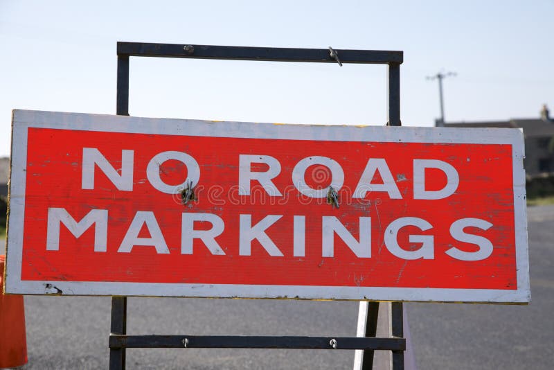 No Road Markings stock image. Image of sign, filth, raining - 31354475