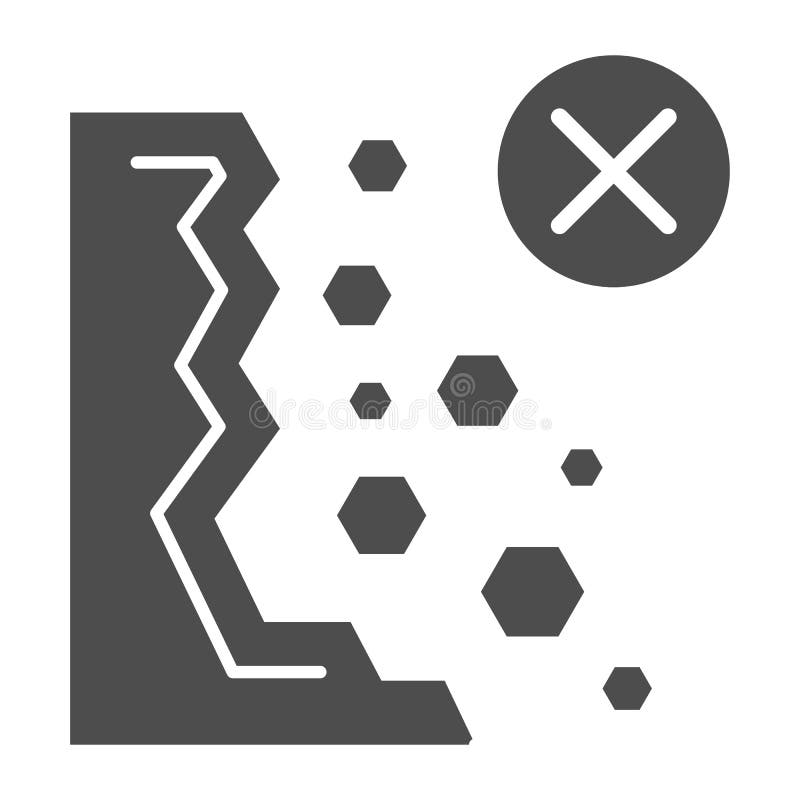 No Rockfall Solid Icon, Safety Engineering Concept, Destruction Road ...