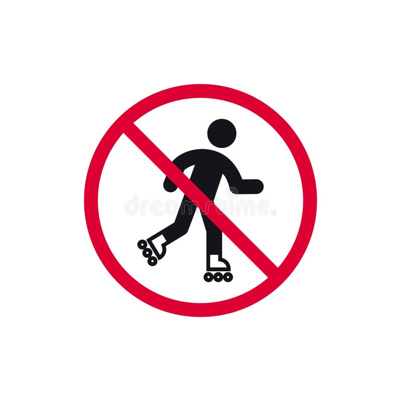No Roller Skating Prohibited Sign, No Inline Skates Forbidden Modern ...