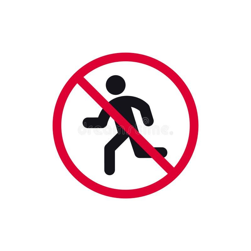 No Running Prohibited Sign, No Runner Forbidden Modern Round Sticker ...