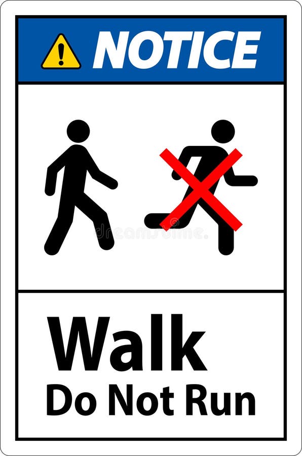 No Running Safety Sign, Caution - Walk, Do Not Run Stock Vector ...