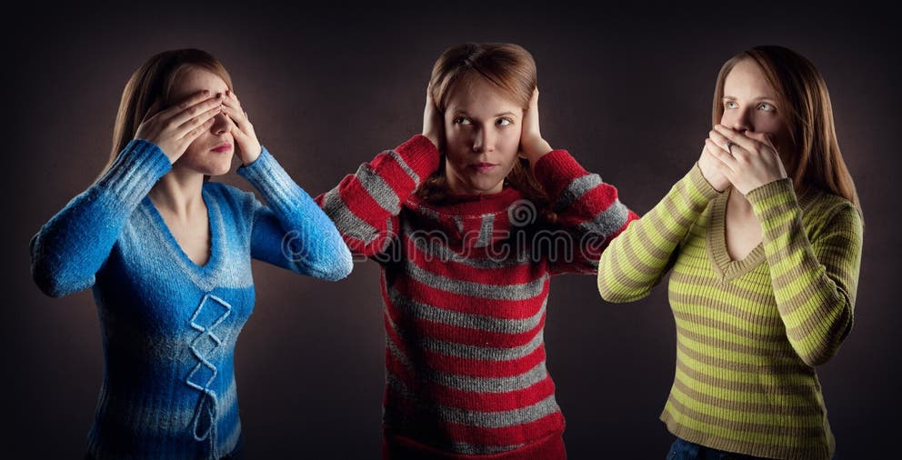 No See, No Hear and No Talk Stock Image - Image of behavior, talking ...