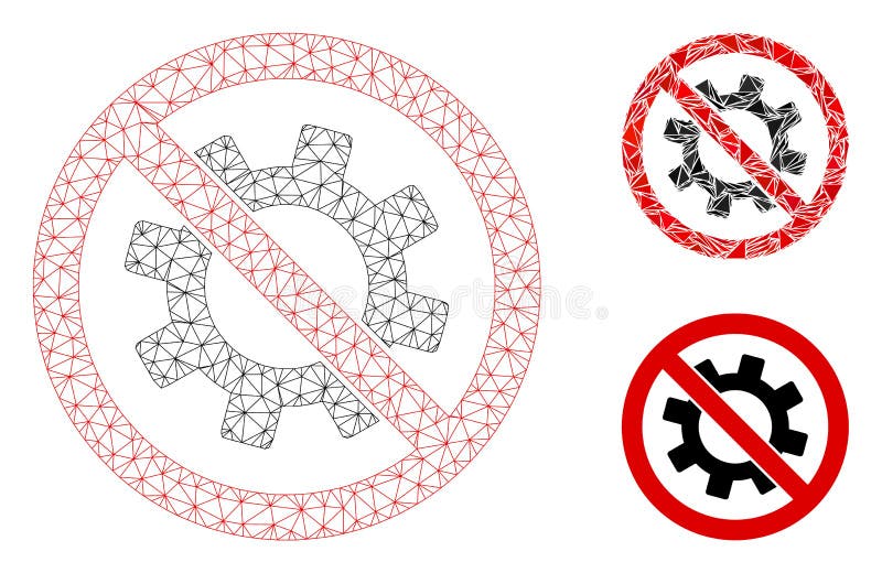 No Service Gear Vector Mesh Network Model and Triangle Mosaic Icon ...