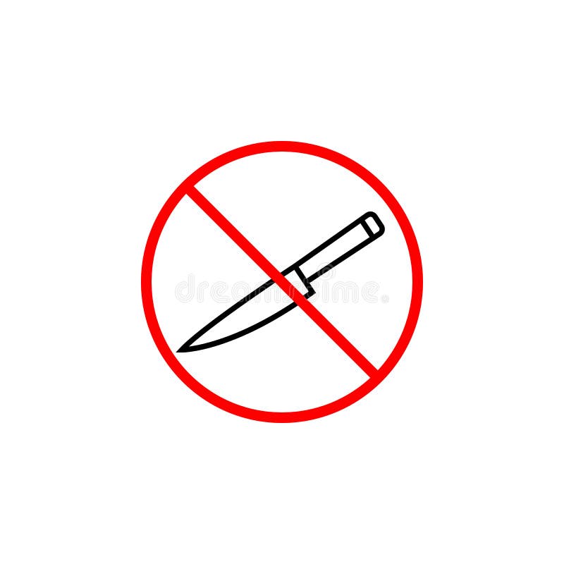 No Sharp Object Line Icon, Prohibition Sign, Stock Vector ...