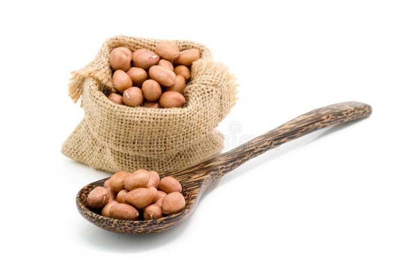 No Shell Dry Peanut in Sack Stock Image - Image of macro, background ...