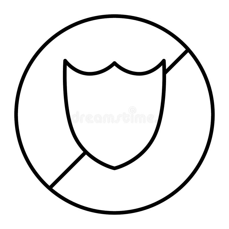 No Shield Thin Line Icon. Shield Forbidden Illustration Isolated on ...