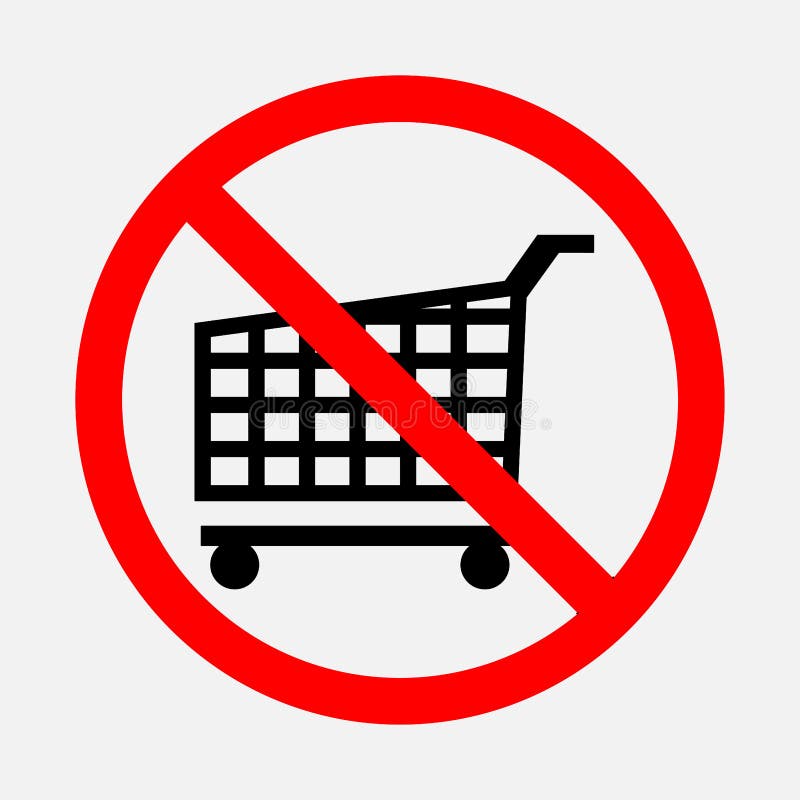 No Shopping Symbol, Ban Cart Icon Stock Vector - Illustration of ...
