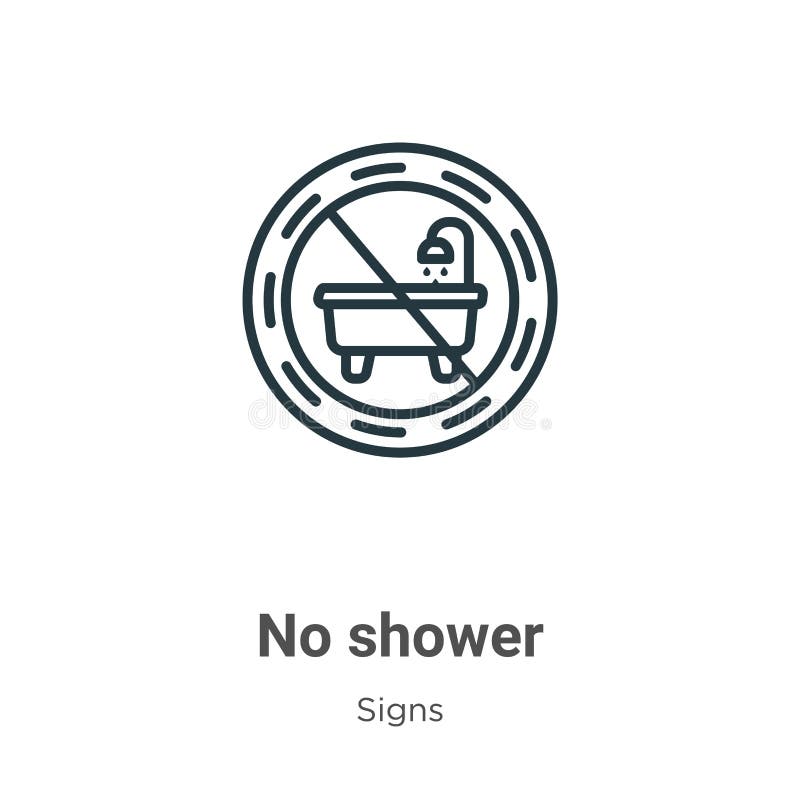 No Shower Outline Vector Icon. Thin Line Black No Shower Icon, Flat ...