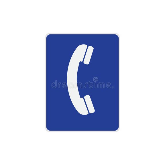 White Telephone Icon on Blue Rounded Rectangle Sign Stock Photo ...