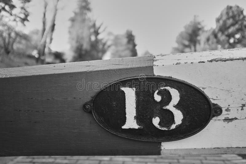 No 13 Sign in Black and White Stock Image - Image of destiny, mono ...
