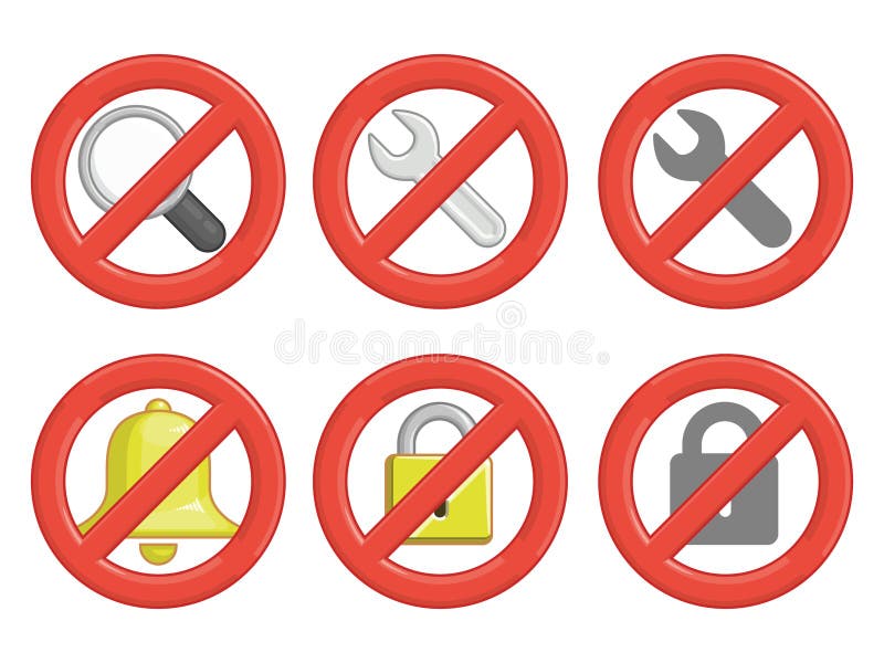 No Sign Magnifier Wrench Bell Lock Stock Vector - Illustration of ...