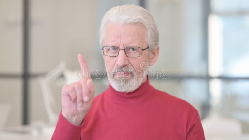 No Sign by Senior Old Man Sitting in Bed, Disapprove Stock Image ...