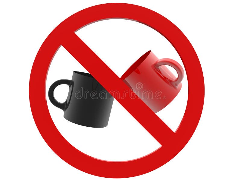 No Sign with Two Cups Concept Stock Illustration - Illustration of ...