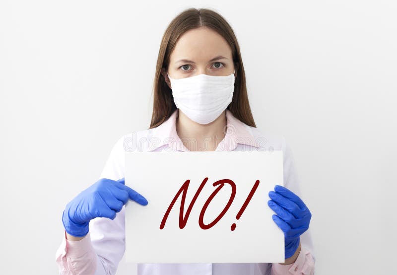 No Sign Word in Doctor Hands. Negative Answer Concept Stock Photo ...