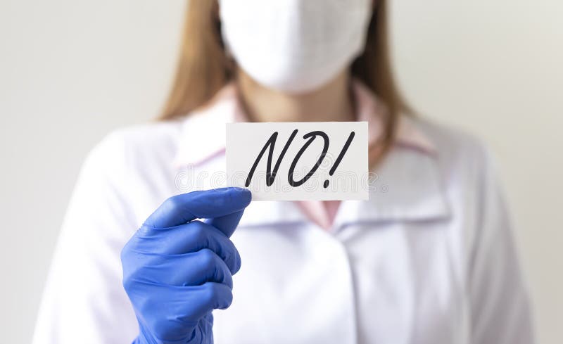 No Sign Word in Doctor Hands. Negative Answer Concept Stock Photo ...