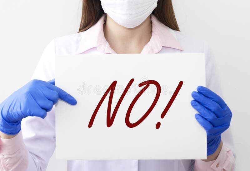 No Sign Word in Doctor Hands. Negative Answer Concept Stock Photo ...