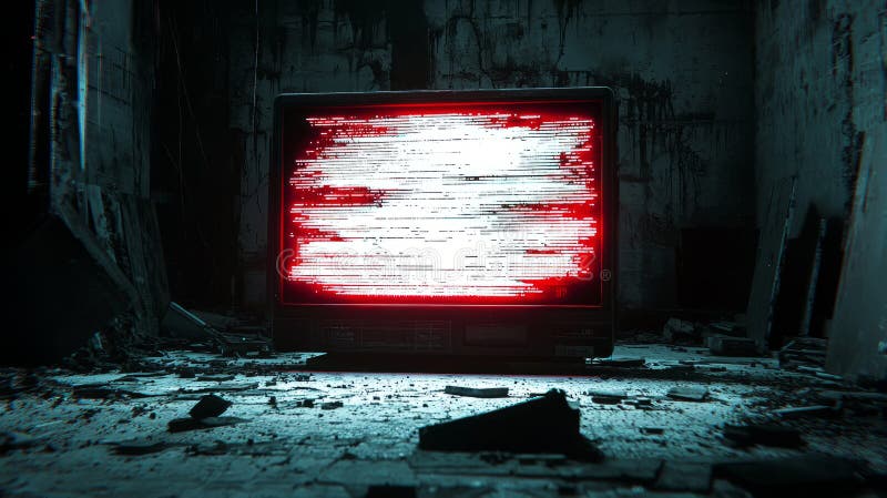No Signal Screen with White Noise Texture, Glitch Patterns, and ...