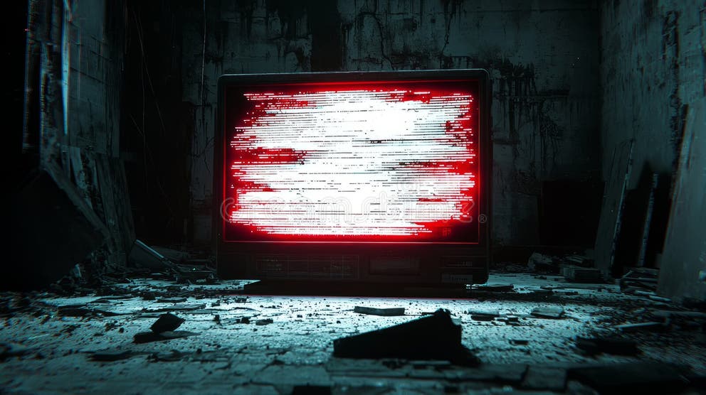 No Signal Screen with White Noise Texture, Glitch Patterns, and ...