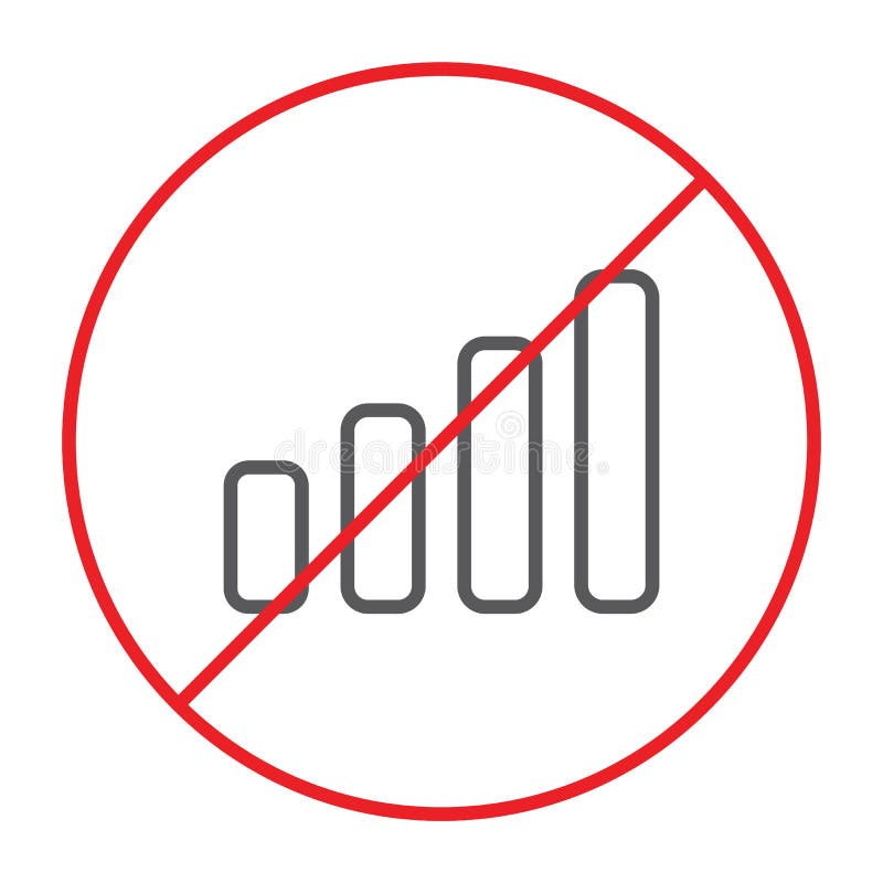 No Signal Line and Glyph Icon, Prohibited and Ban, No Connection Sign ...