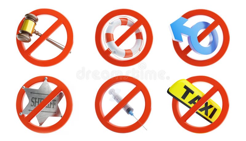No Signs for Different Prohibited Activities Set Stock Illustration ...
