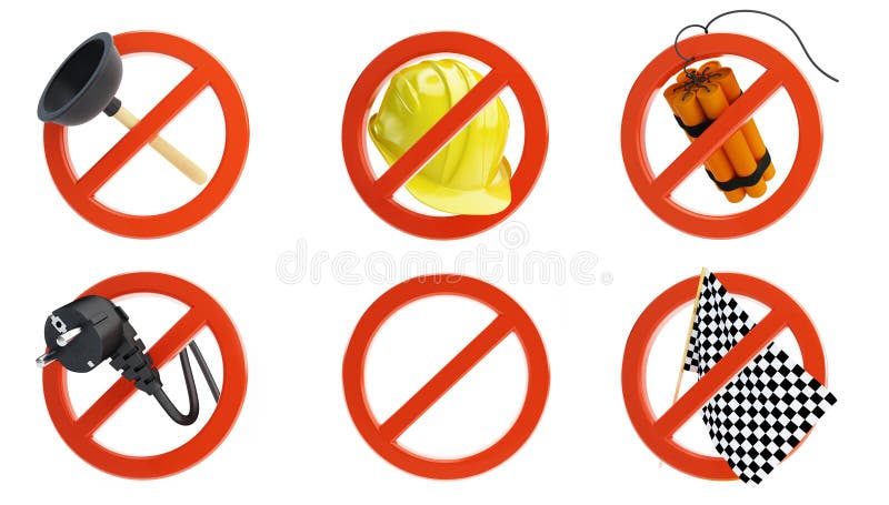No Signs for Different Prohibited Activities Set on a White Background ...