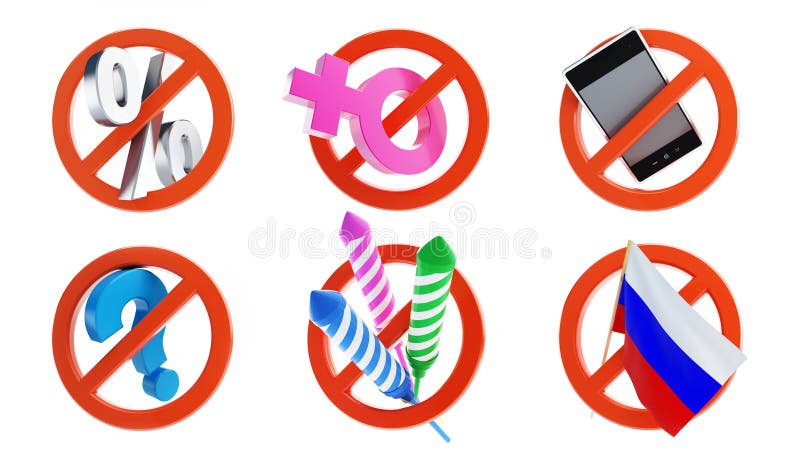 No Signs for Different Prohibited Activities Set Stock Illustration ...