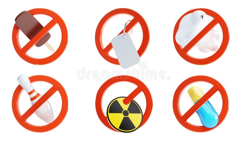 No Signs for Different Prohibited Activities Set Stock Illustration ...