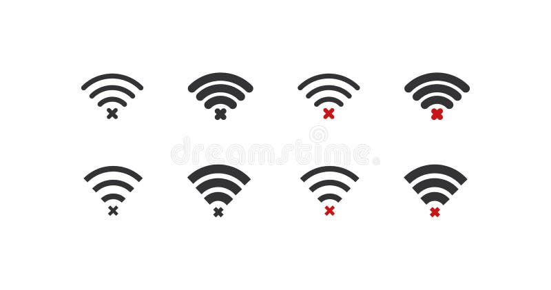 No Singal Wifi Icon Set. Logo Wave Wifi and Cross Illustration Symbol ... No Singal Wifi Icon Set. Logo Wave Wifi and Cross Illustration Symbol ...