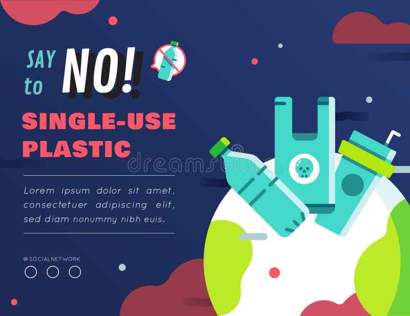 No Single Use Plastic Graphic Content Layout Stock Vector ...