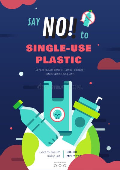 No Single Use Plastic Poster Layout Stock Vector - Illustration of ...