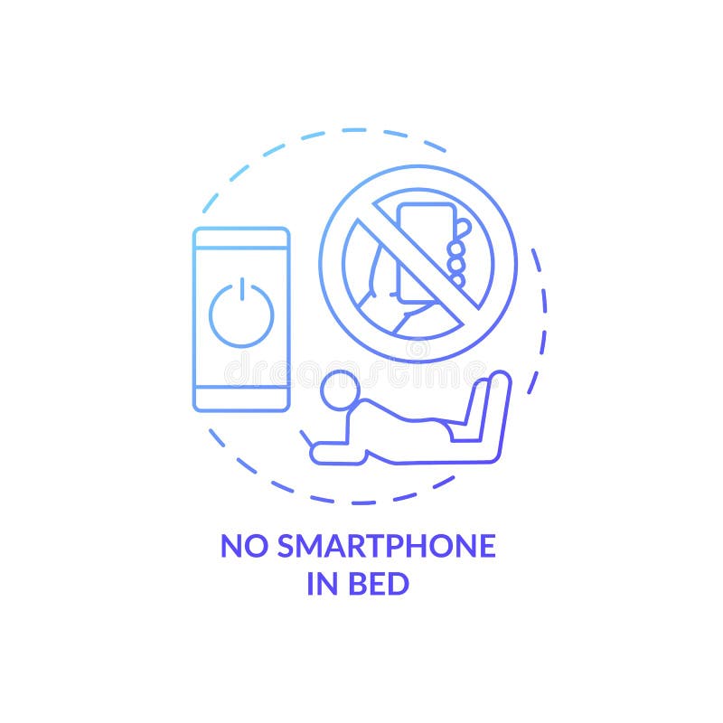No Smartphone in Bed Blue Gradient Concept Icon Stock Vector ...