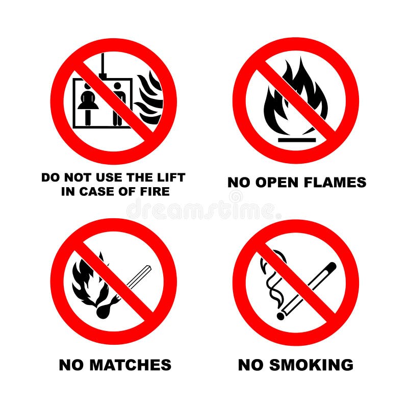No Smoking, No Open Flame, No Matches, No Lift. Stock Vector ...