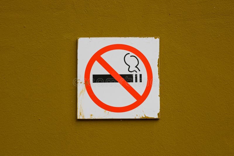 No Smoking Sign on Brown Wall Stock Image - Image of banner, beware ...